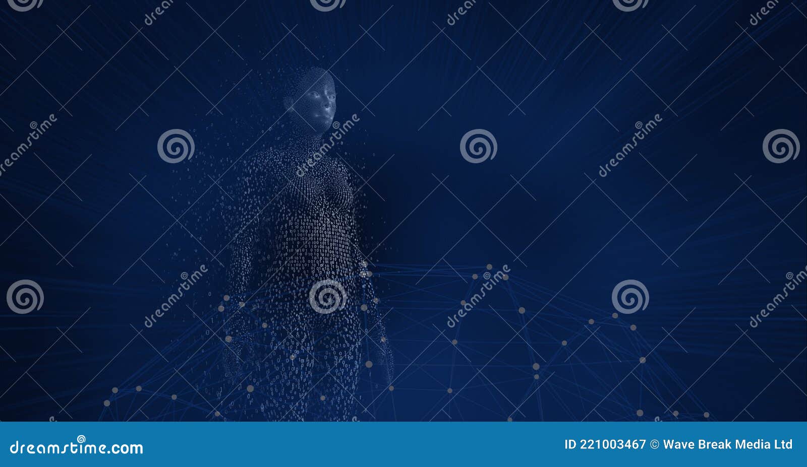 Composition of Exploding Human Body Formed with Particles Over Network ...