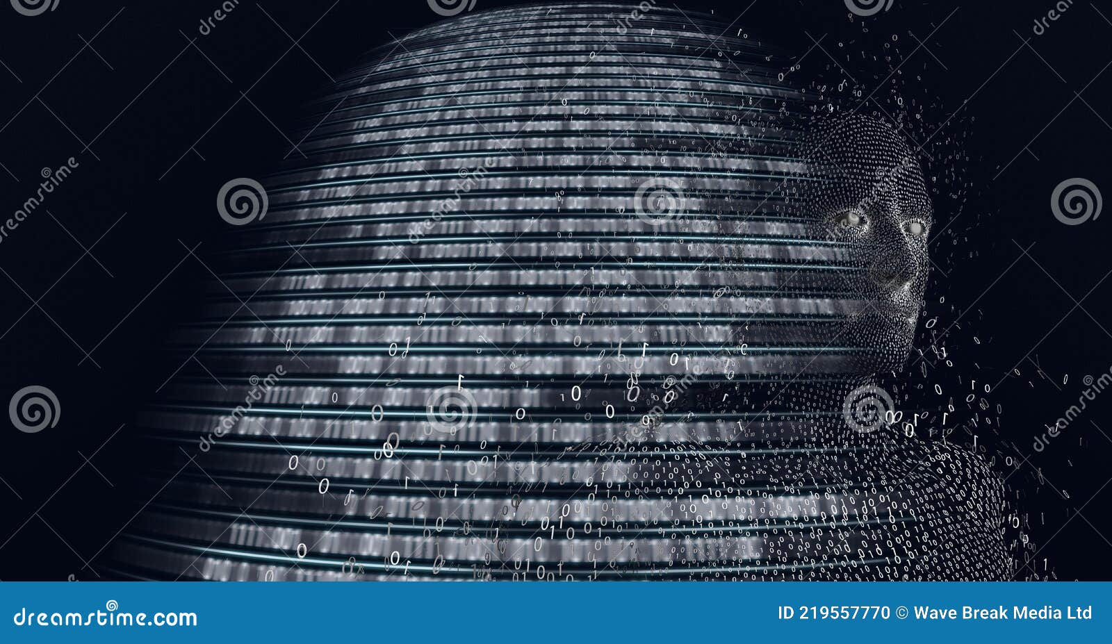 Composition of Exploding Human Bust and Binary Coding Stock Illustration - Illustration of ...