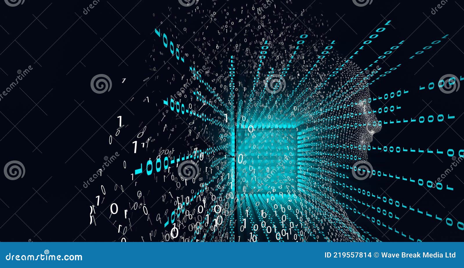 No People Composition Exploding Human Bust Binary Coding Global Science Technology Data ...