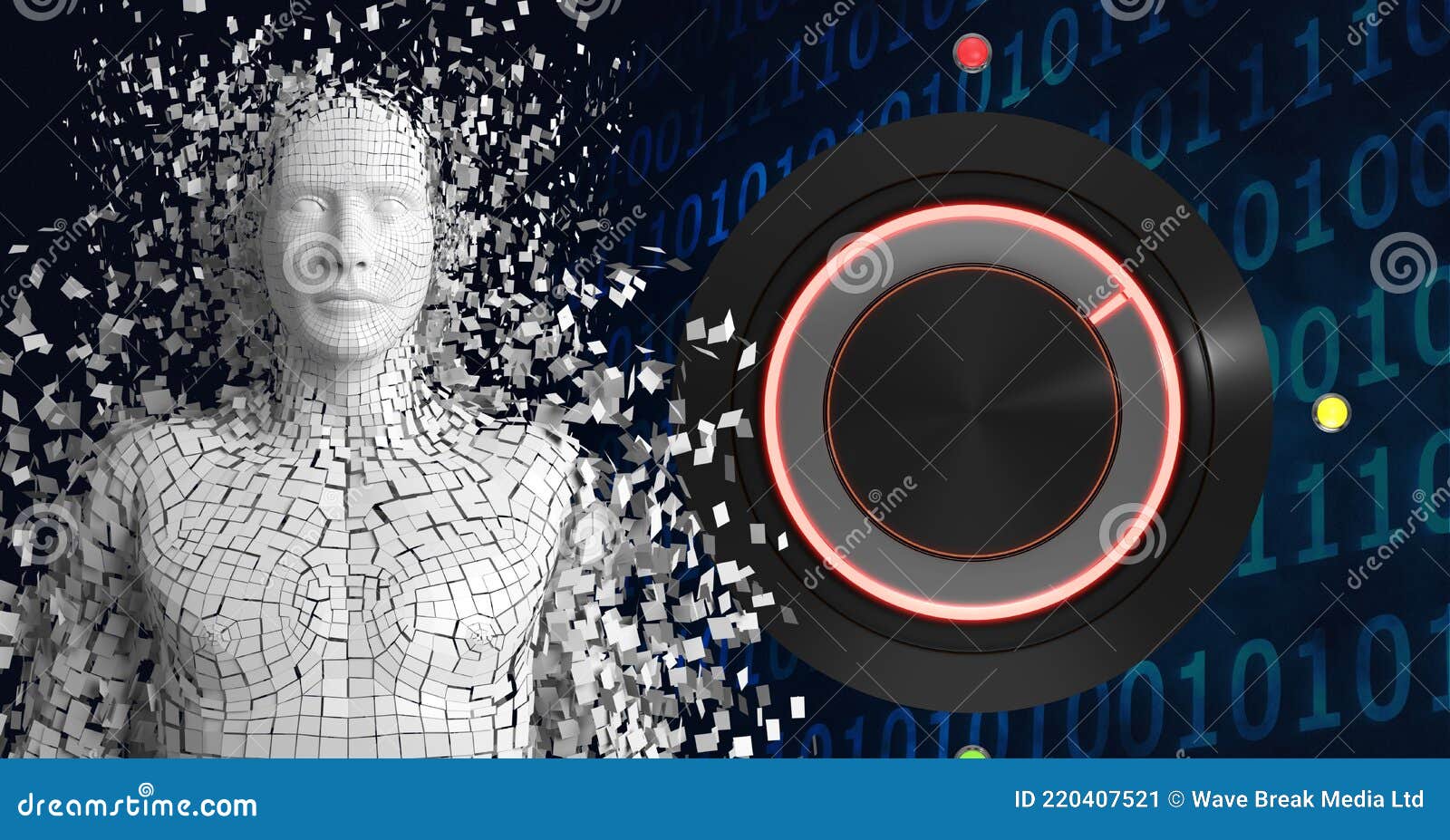 Composition of Exploding Human Bust with Binary Coding Over Scopes Scanning Stock Illustration ...