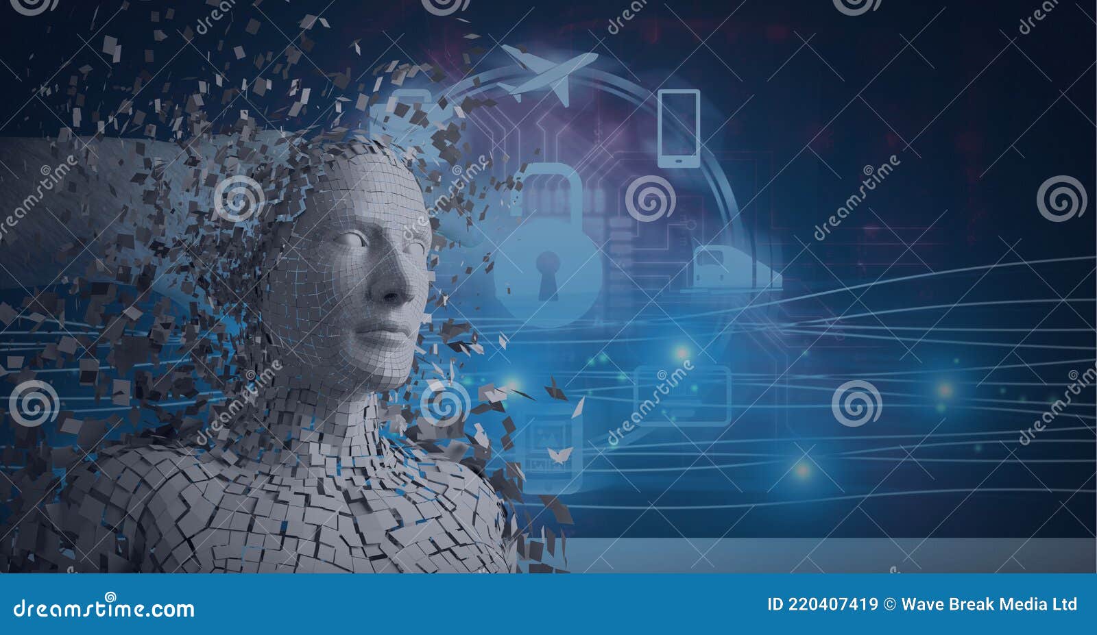 Composition of Exploding Human Bust Formed with Particles Over Online ...