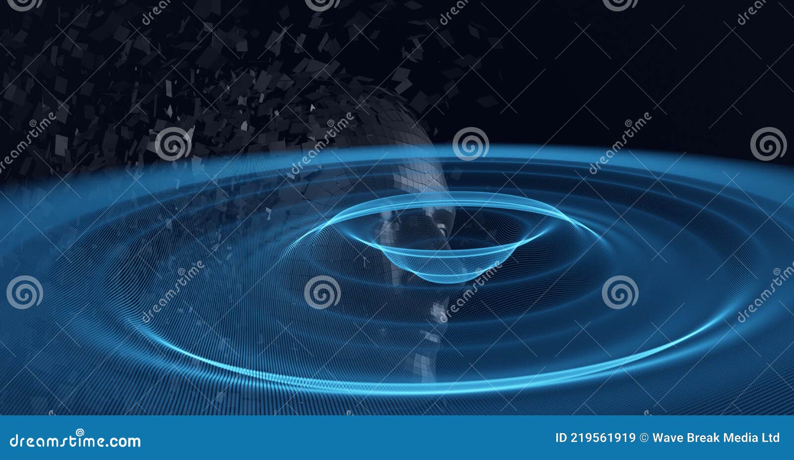 Composition of Exploding Human Head and Blue Scopes Spinning Stock ...