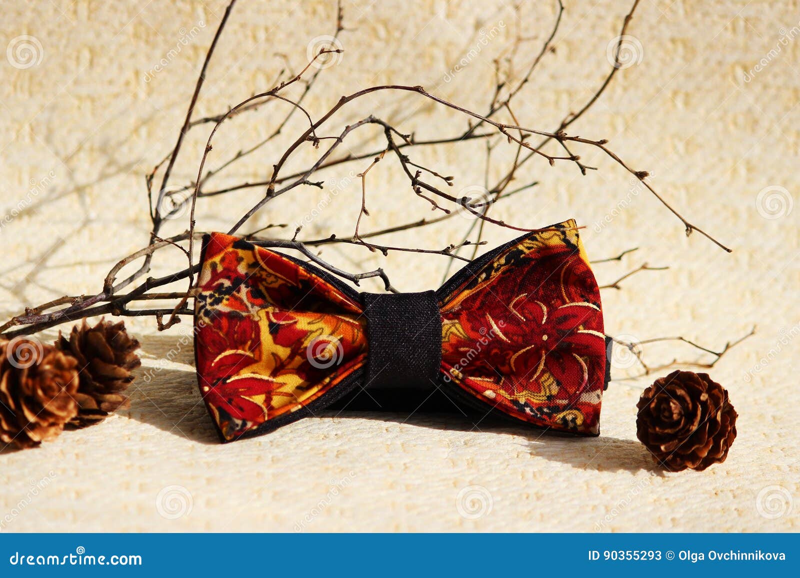 Composition: Extravagant Red with Black Small Pattern Bow Tie and Thin ...