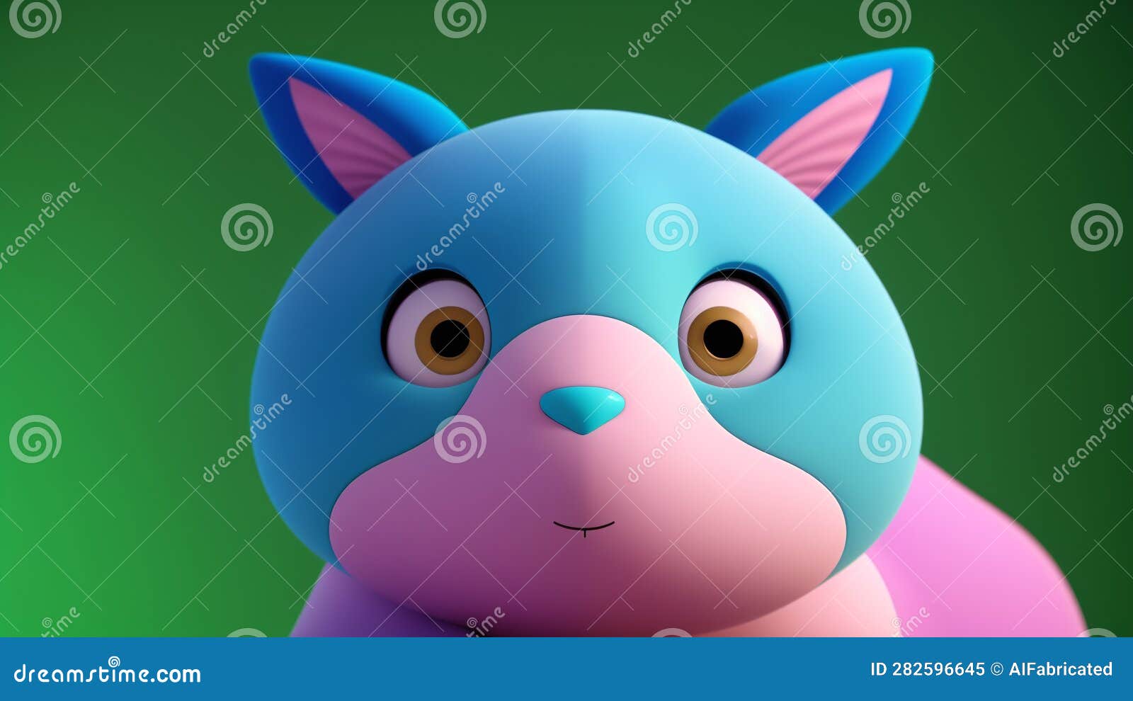 A Composition of a Fascinating Blue and Pink Cat with Big Eyes Stock ...