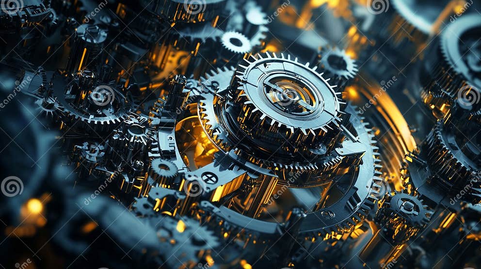 Composition Features Array Interconnected Mechanical Gears Revealing ...