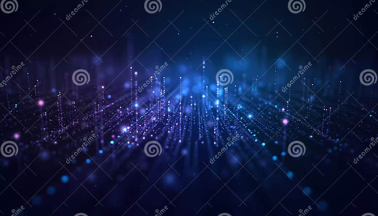 The Composition Features Flowing Blue Lines and Glowing Nodes that ...