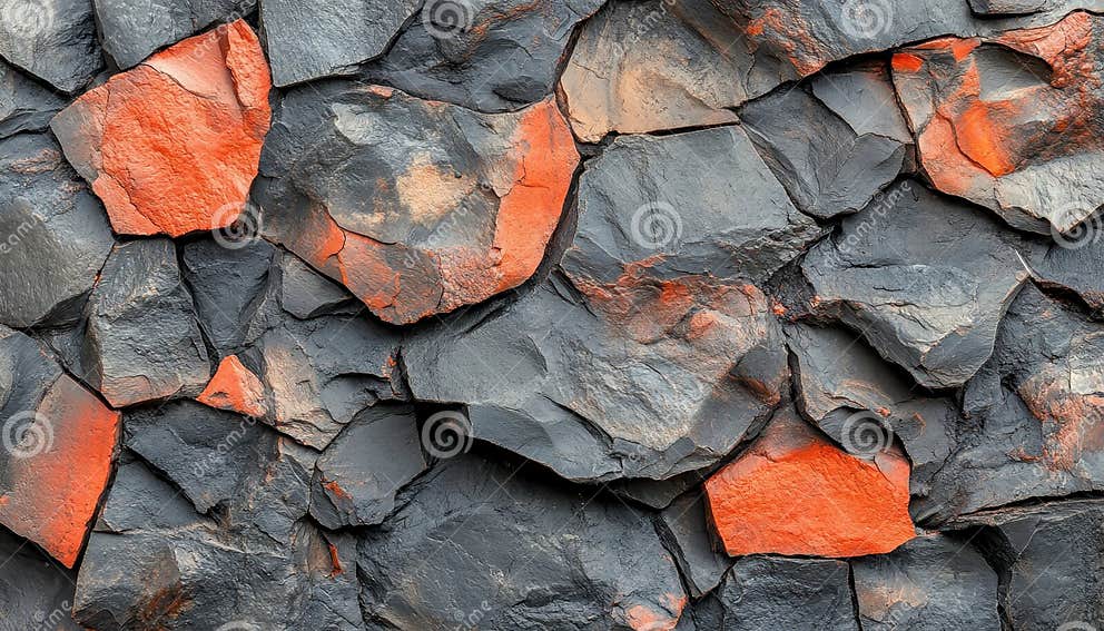 Abstract Lava Rock Background with Stunning Red Gaps Highlighting ...