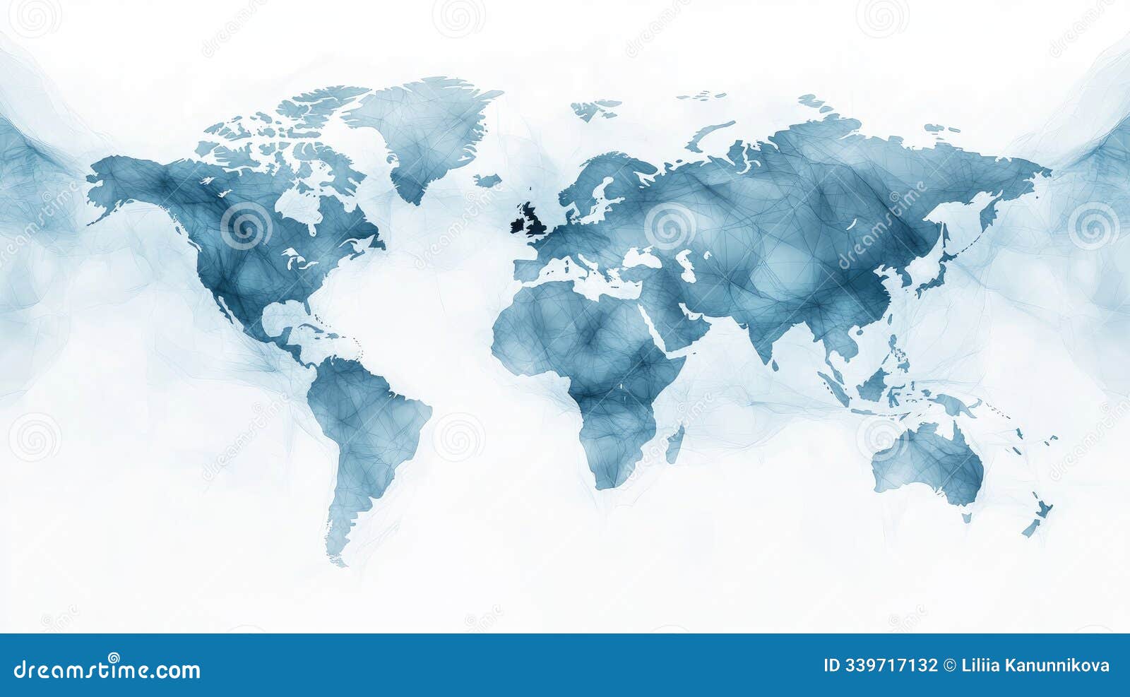 This Composition Features a Stylized Representation of the World Map in ...