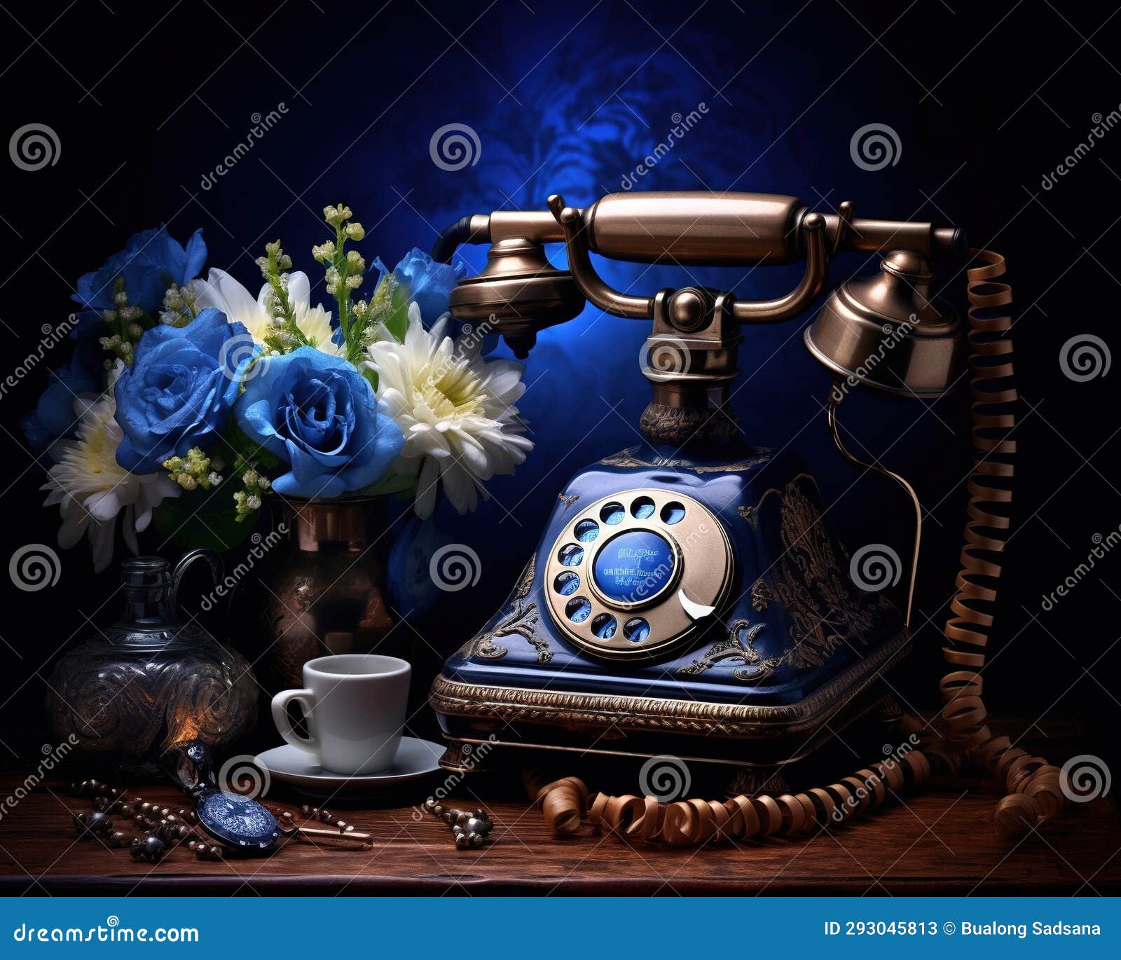 The Composition Features a Vintage Telephone. Stock Illustration ...