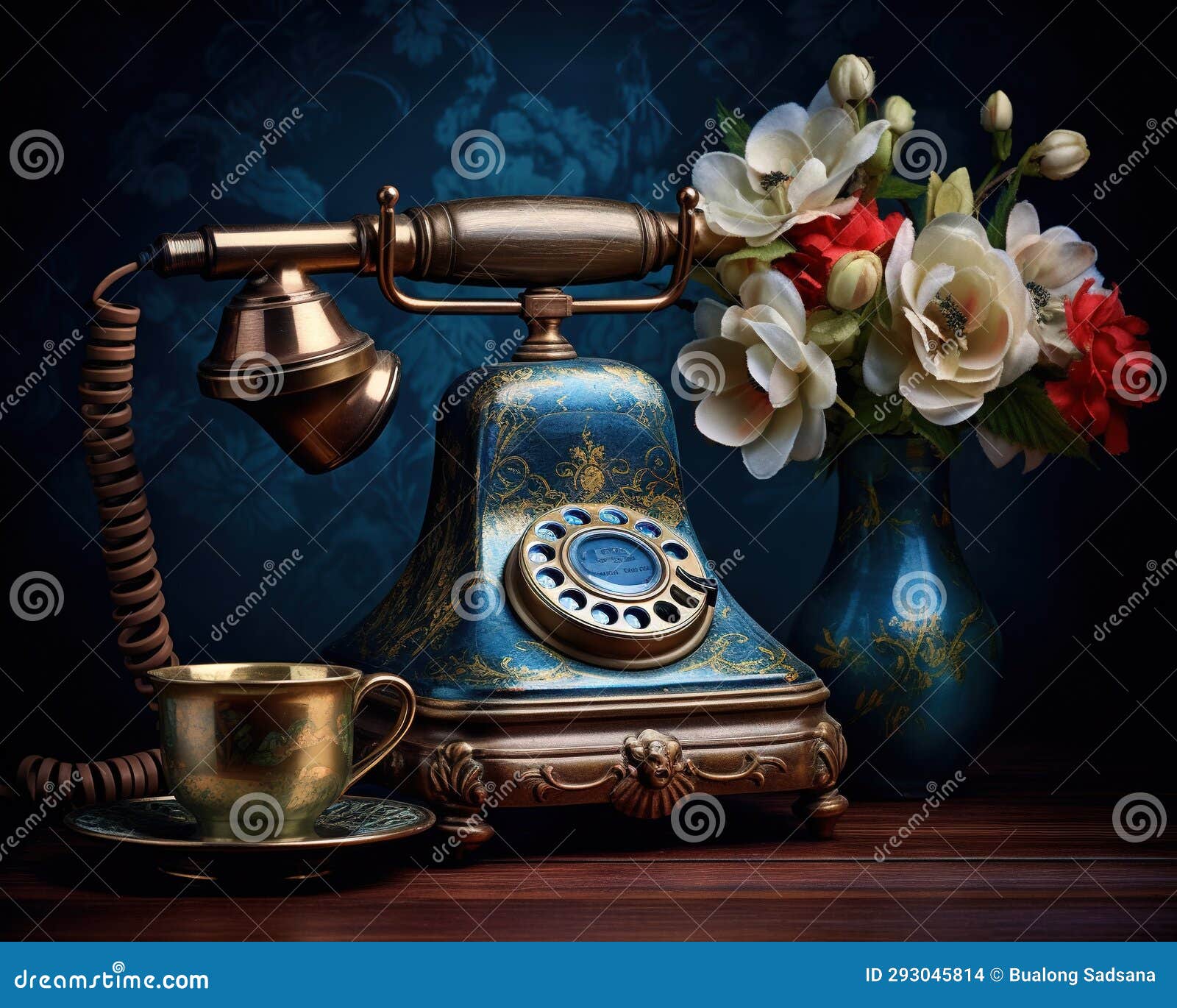 The Composition Features a Vintage Telephone. Stock Illustration ...
