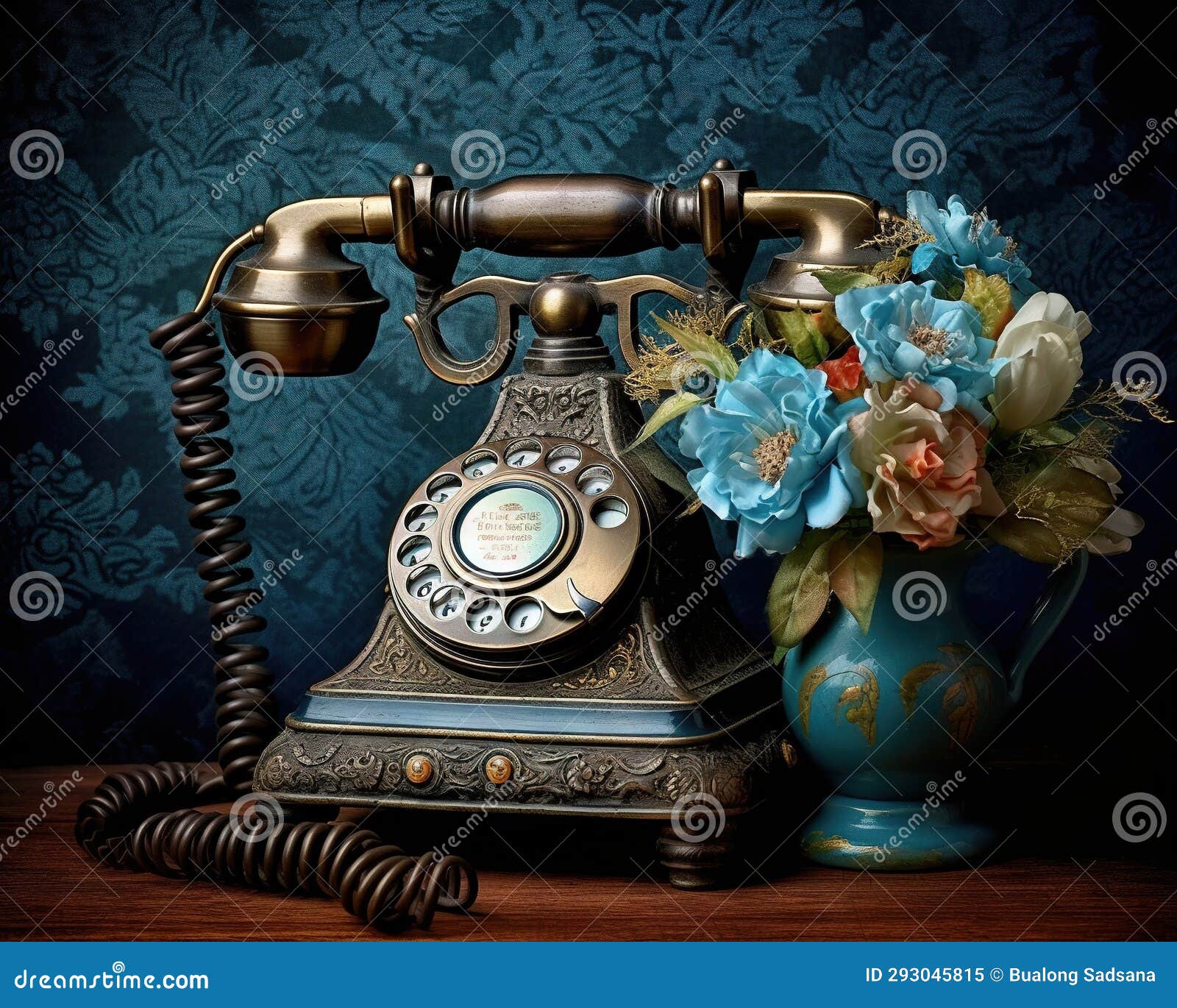 The Composition Features a Vintage Telephone. Stock Illustration ...