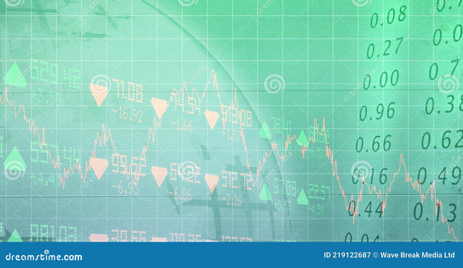Composition of Financial Data Processing on Green Background Stock ...