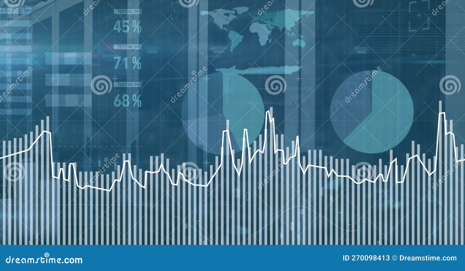 Composition of Financial Data Processing Over Server Room Stock Image ...