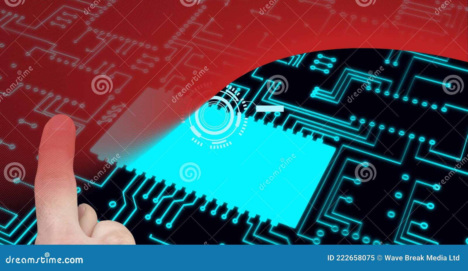 Composition of Finger Touching Computer Circuit Board Stock Image ...