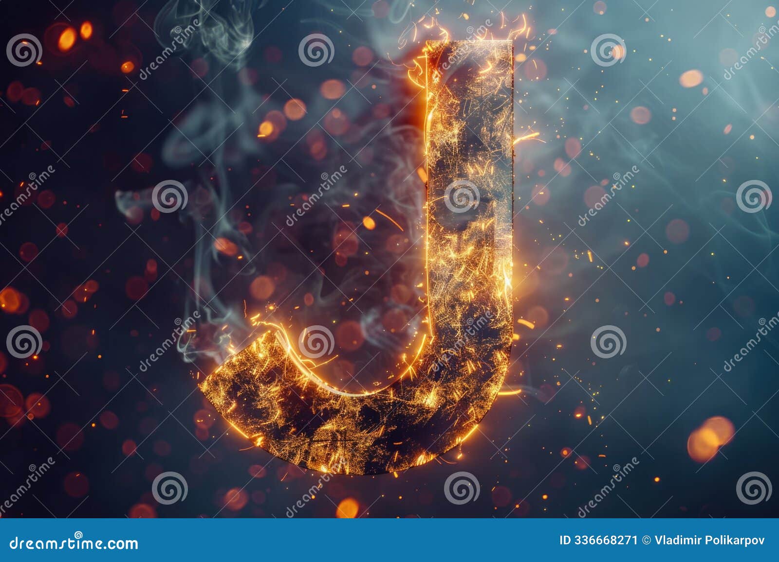 Composition of Fire and Smoke Forming the Letter J Stock Illustration ...