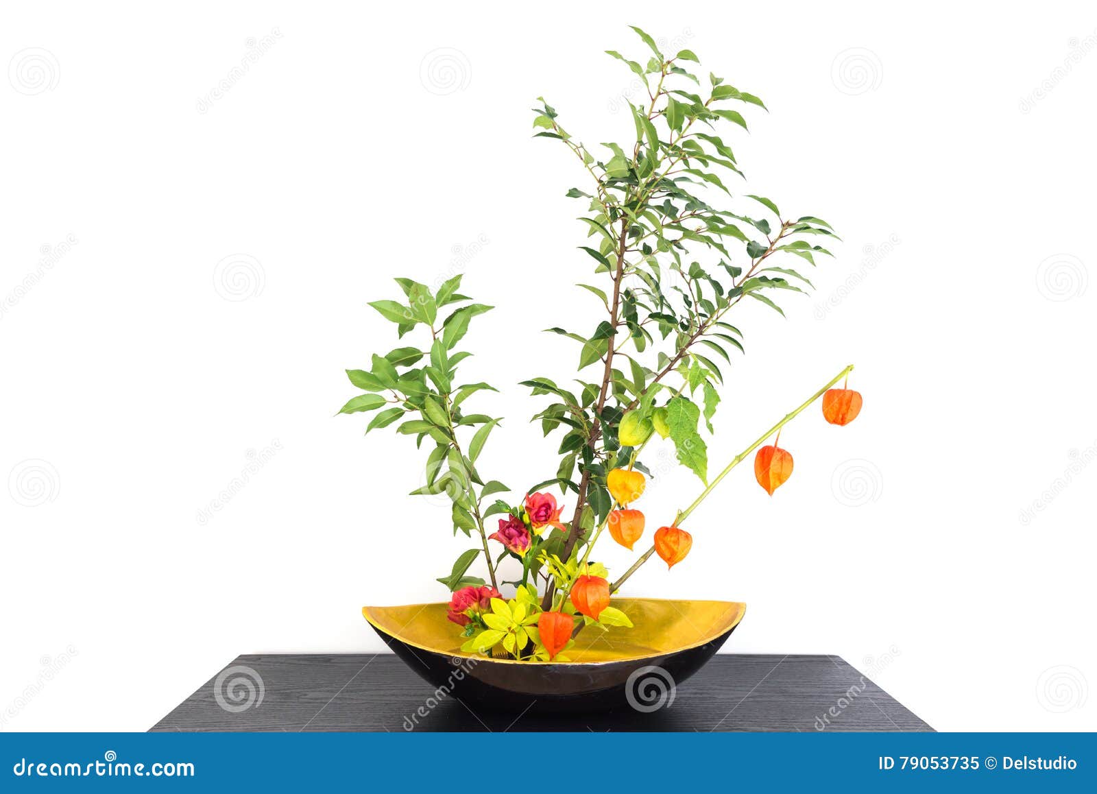 Composition Florale Japonaise Automnale Avec Le Physalis Image stock ...