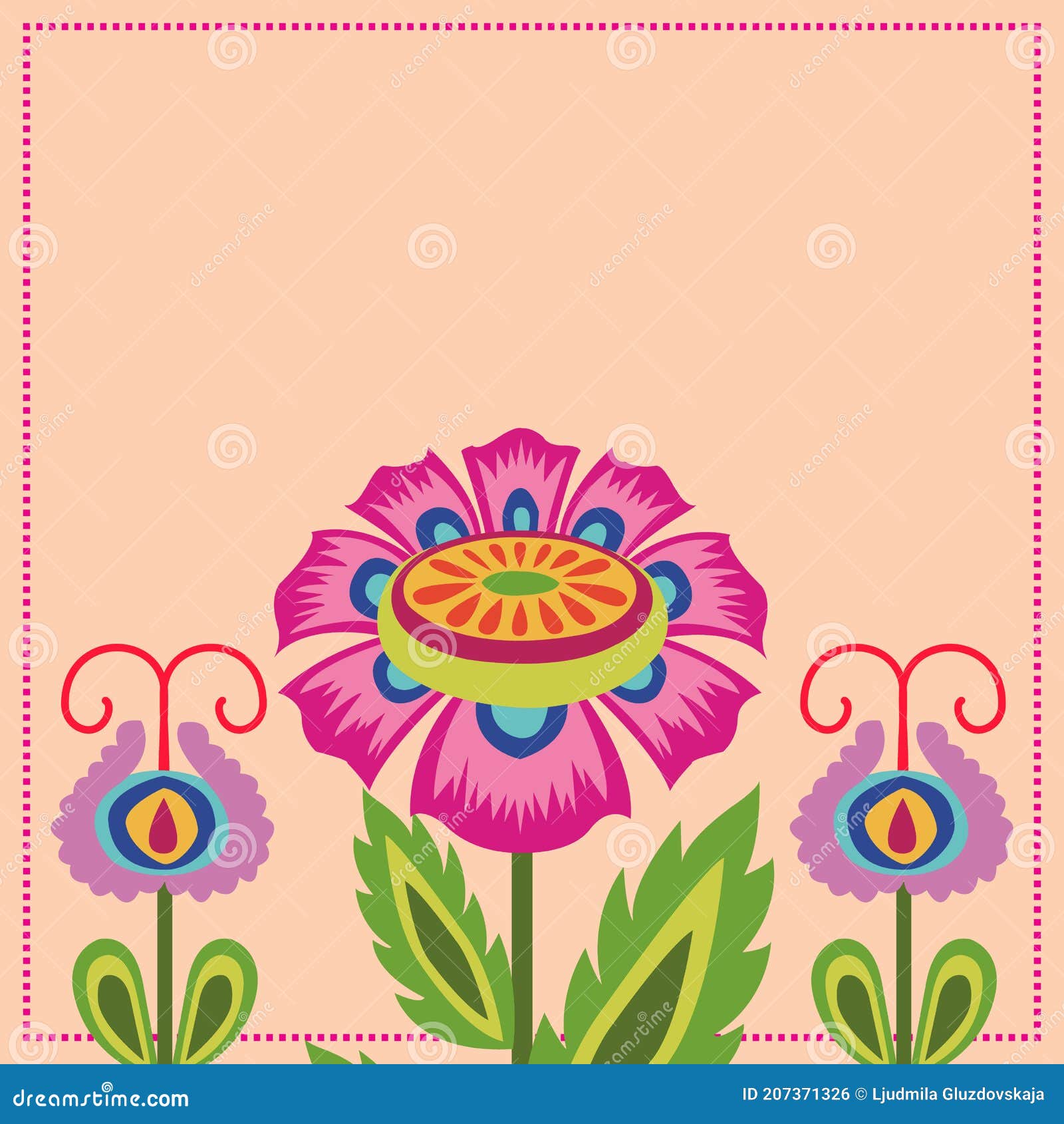 Composition of Folklore Elements, Stylized Colors and Patterns ...