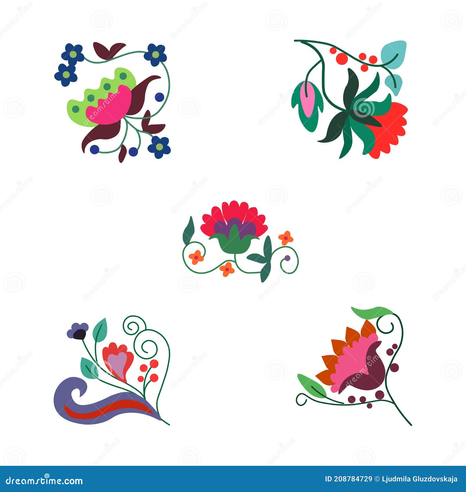 Composition of Folklore Elements Stylized Colors and Patterns. Greeting ...
