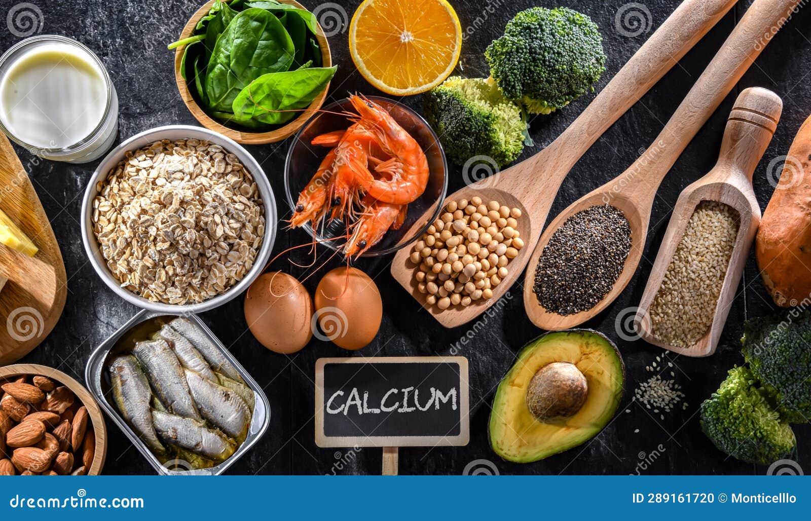 Composition with Food Products Rich in Calcium Stock Photo - Image of ...