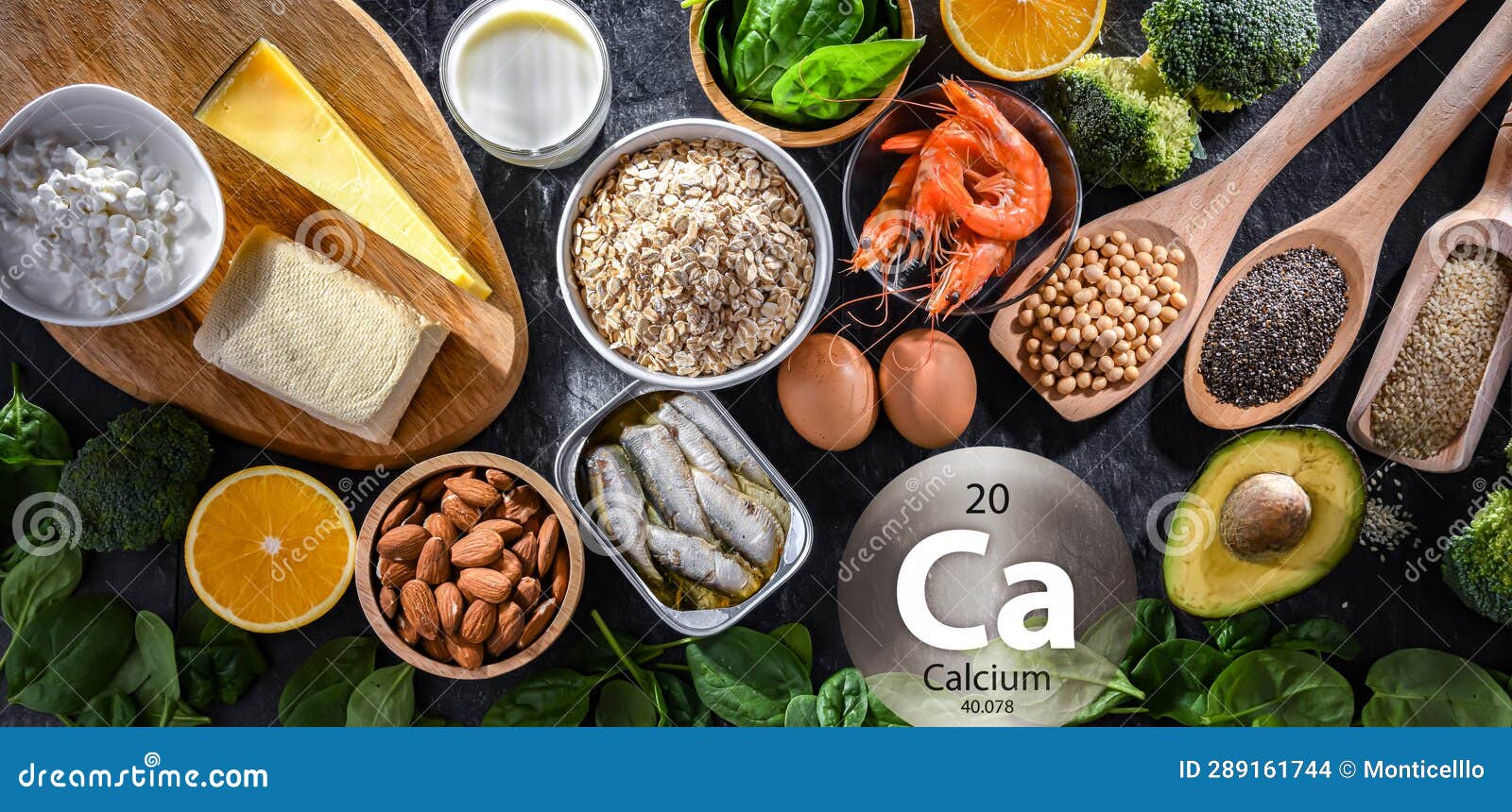 Composition with Food Products Rich in Calcium Stock Photo - Image of ...