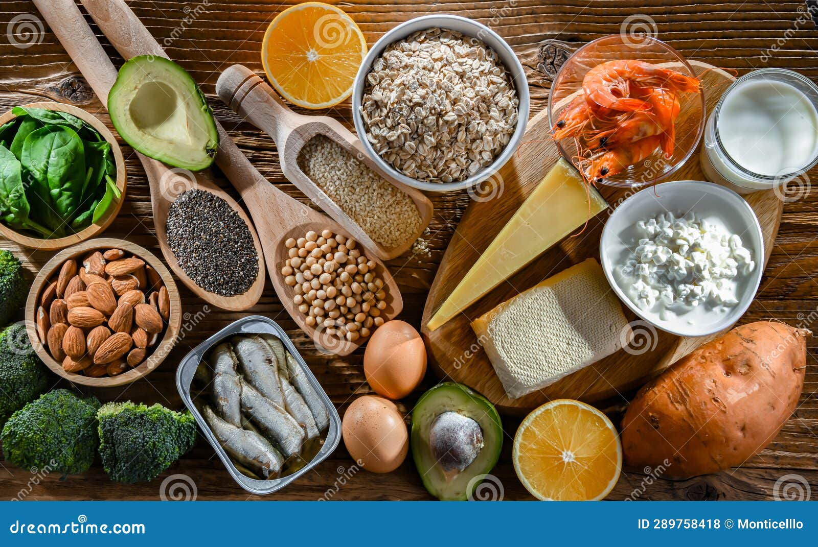 Composition with Food Products Rich in Calcium Stock Photo - Image of ...