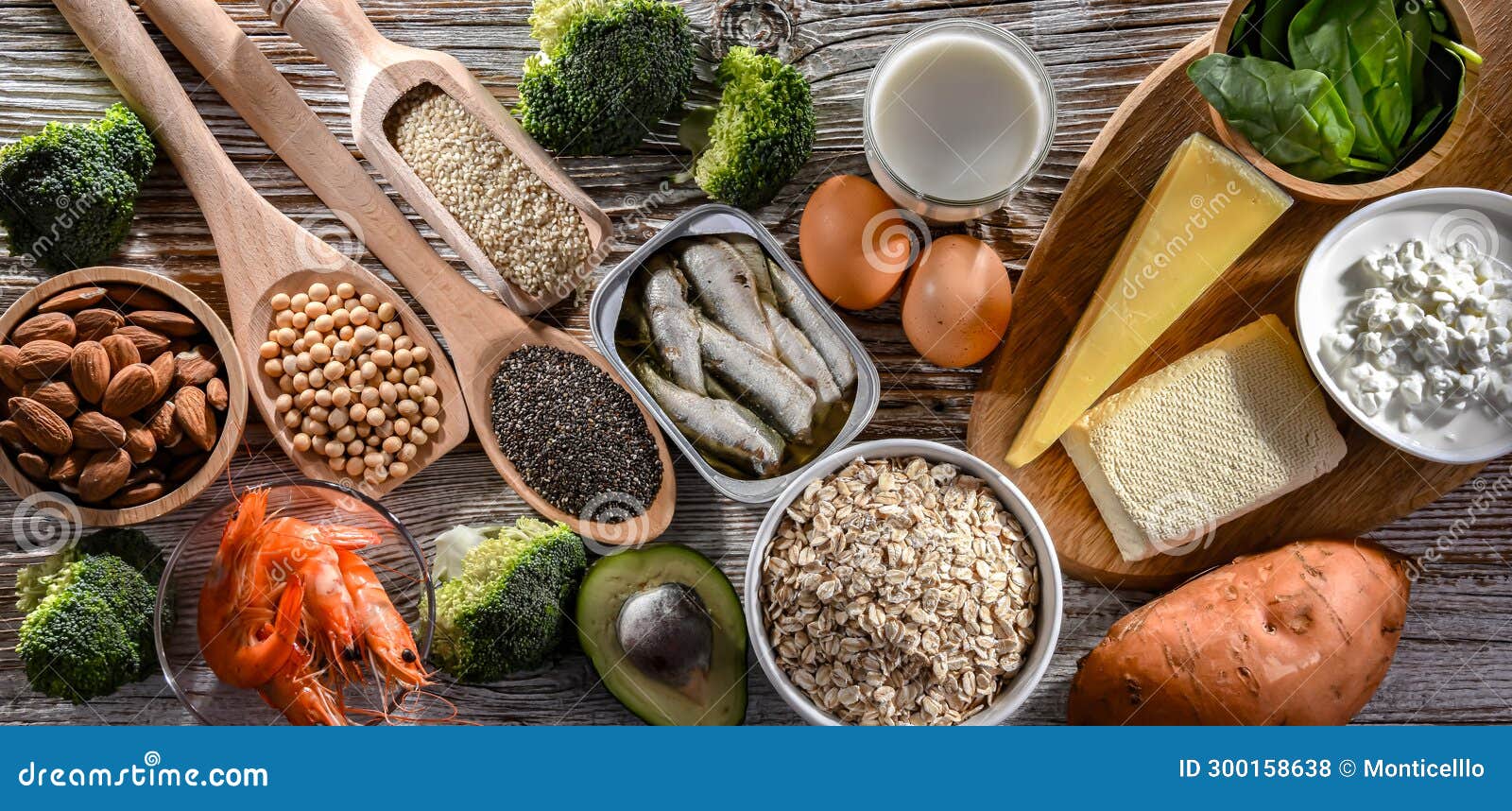 Composition with Food Products Rich in Calcium Stock Photo - Image of ...