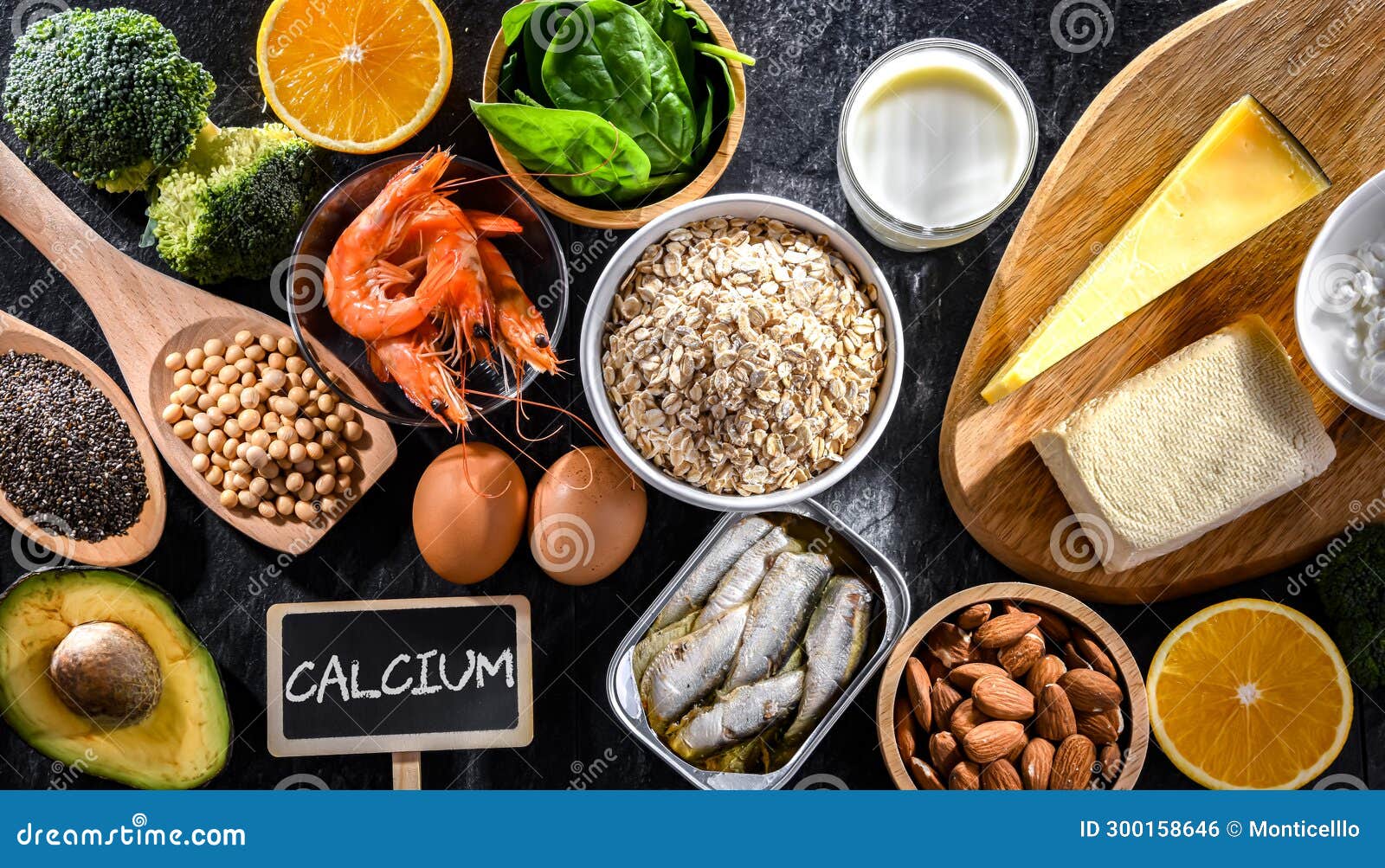 Composition with Food Products Rich in Calcium Stock Photo - Image of ...