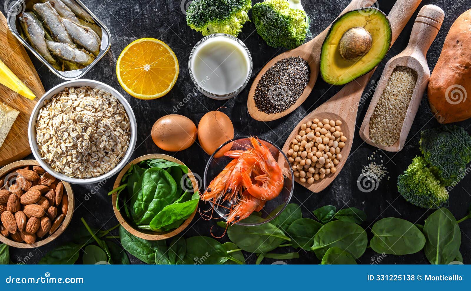 Composition with Food Products Rich in Calcium Stock Photo - Image of ...