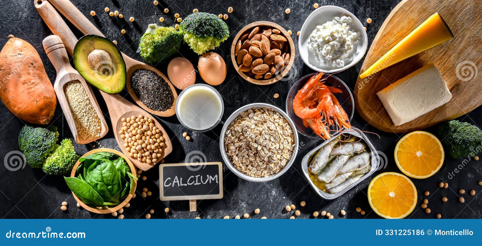 Composition with Food Products Rich in Calcium Stock Photo - Image of ...