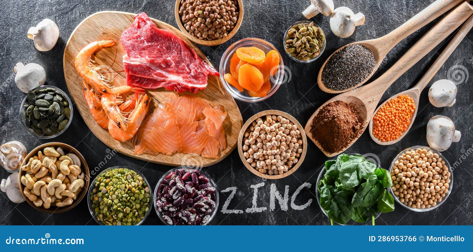 Composition with Food Products Rich in Zinc Stock Photo - Image of ...