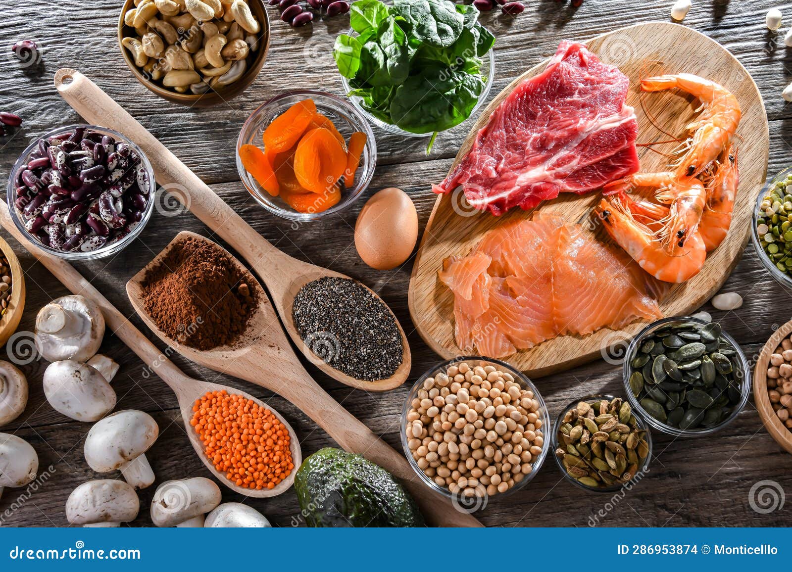 Composition with Food Products Rich in Zinc Stock Photo - Image of soya ...