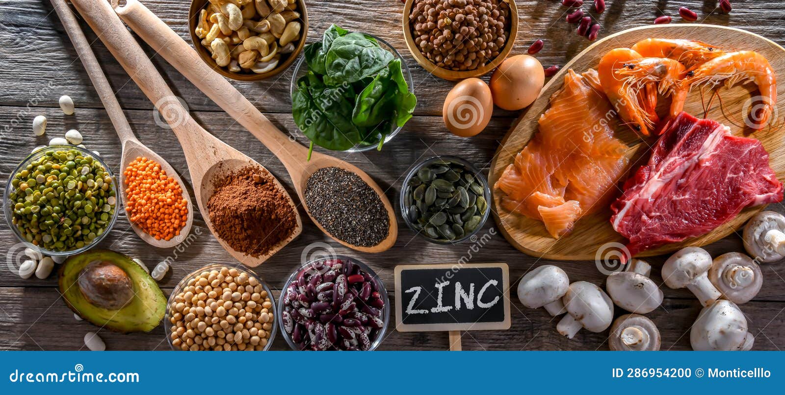 Composition with Food Products Rich in Zinc Stock Photo - Image of ...