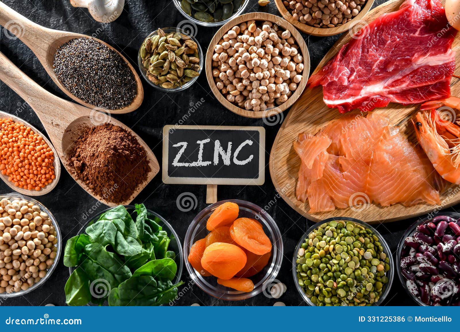 Composition with Food Products Rich in Zinc Stock Photo - Image of ...