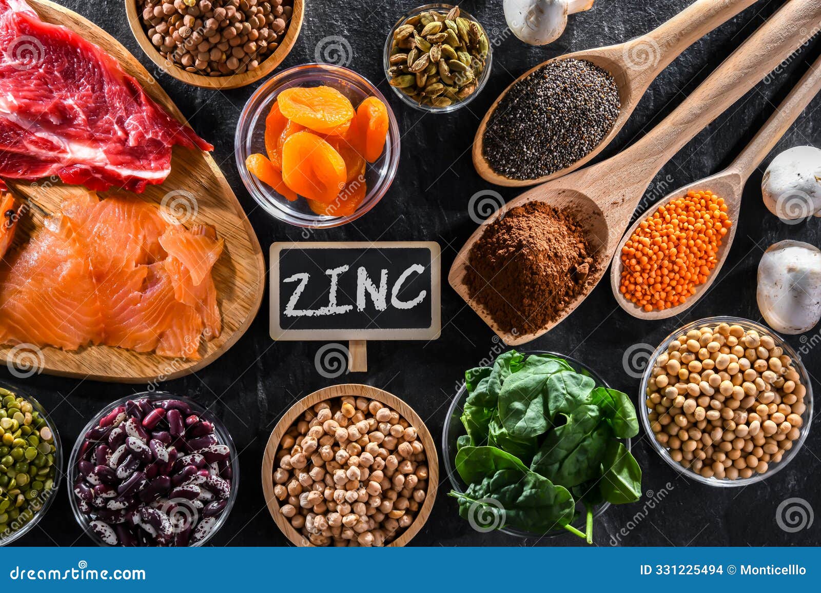 Composition with Food Products Rich in Zinc Stock Photo - Image of meat ...