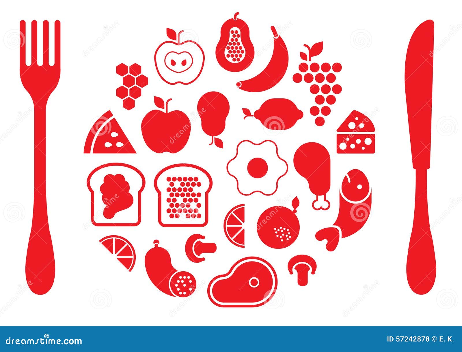 Composition with Food Silhouettes Stock Vector - Illustration of meat ...