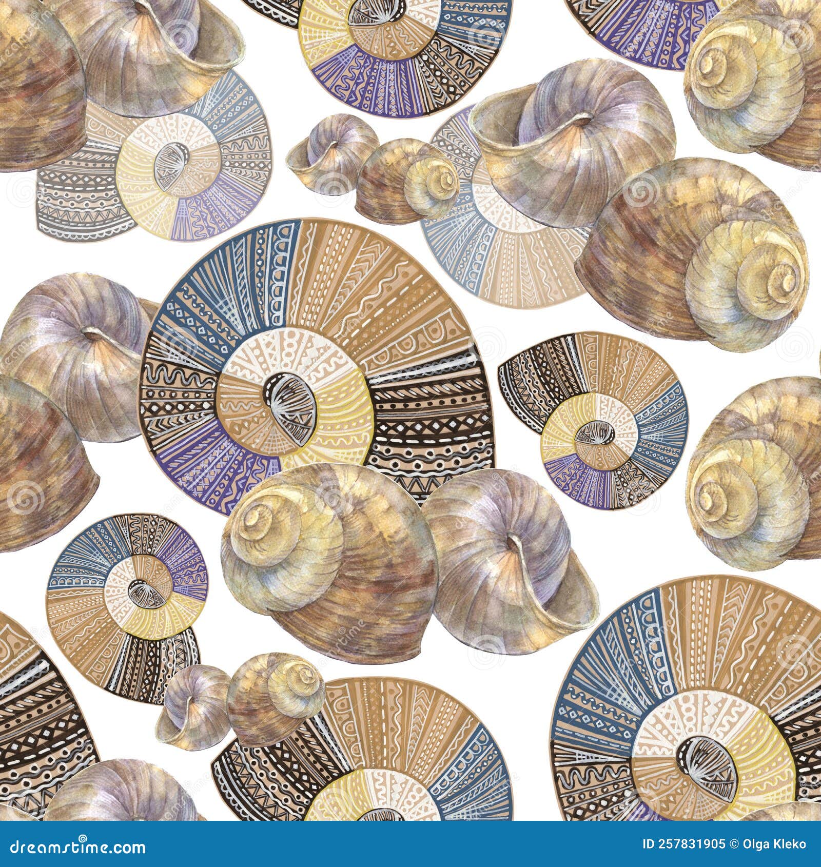 Composition from Forest Shell with Decorative Shell. Illustration for ...