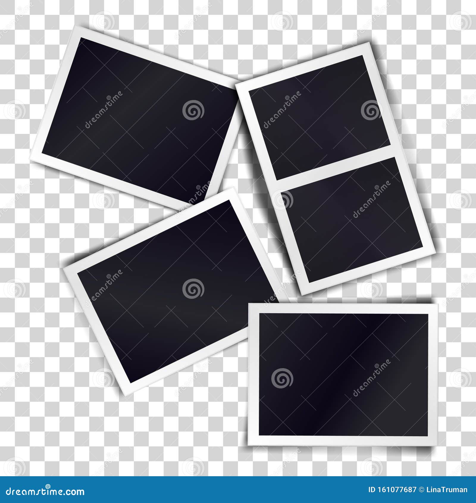 Composition of Four Blank Vintage Photo Frames on Transparent ...
