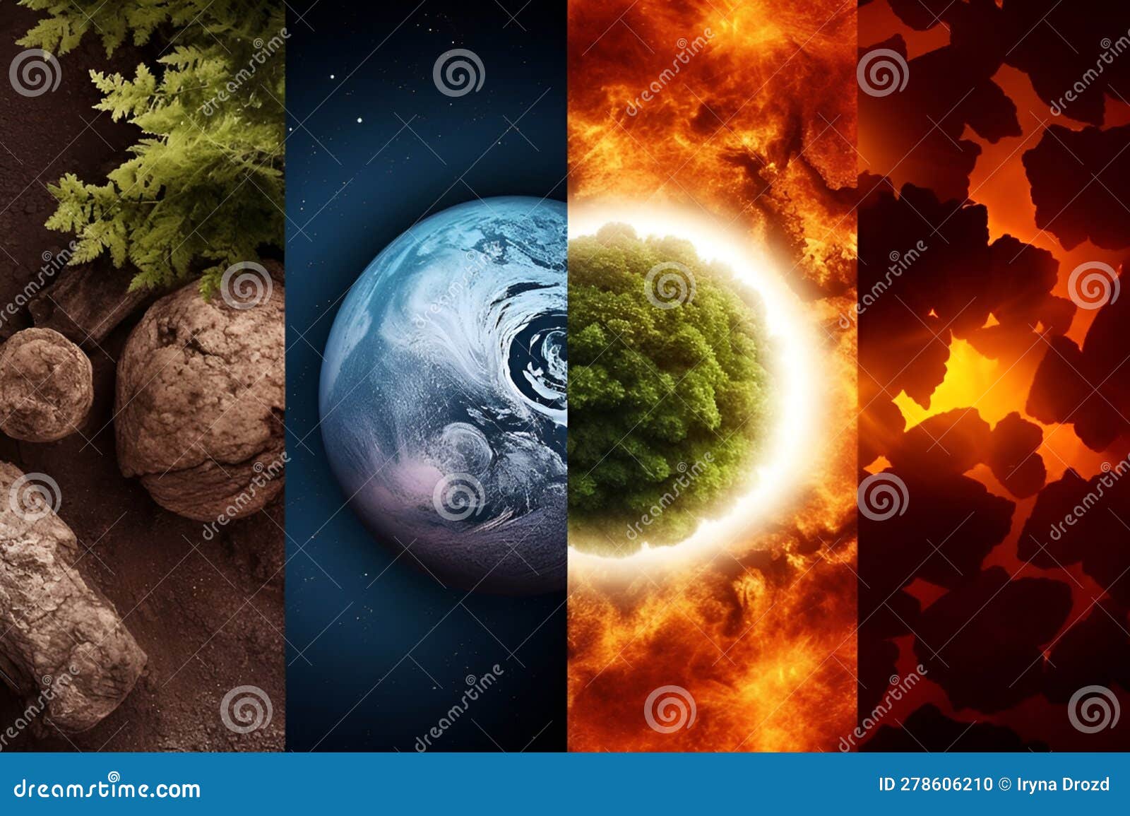Composition of the Four Natural Elements and Earth. Generative AI ...