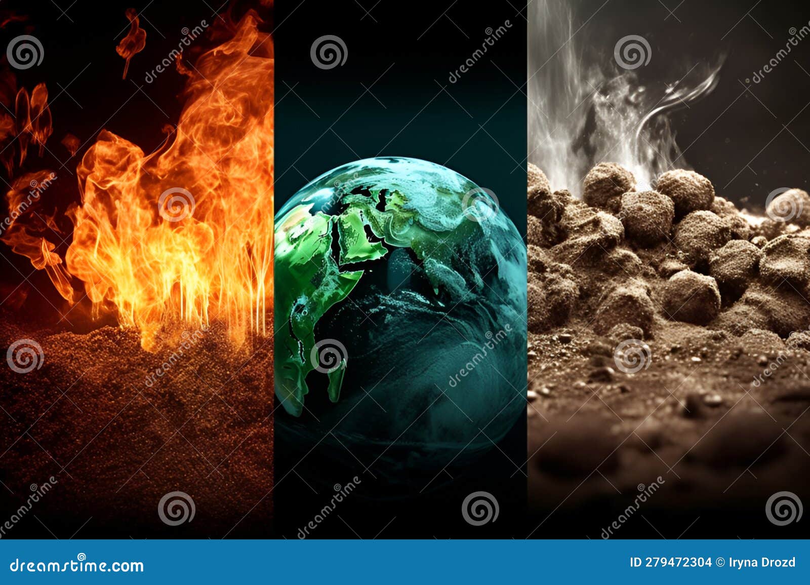 Composition of the Four Natural Elements and Earth. Generative AI ...