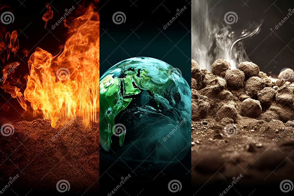 Composition of the Four Natural Elements and Earth. Generative AI ...