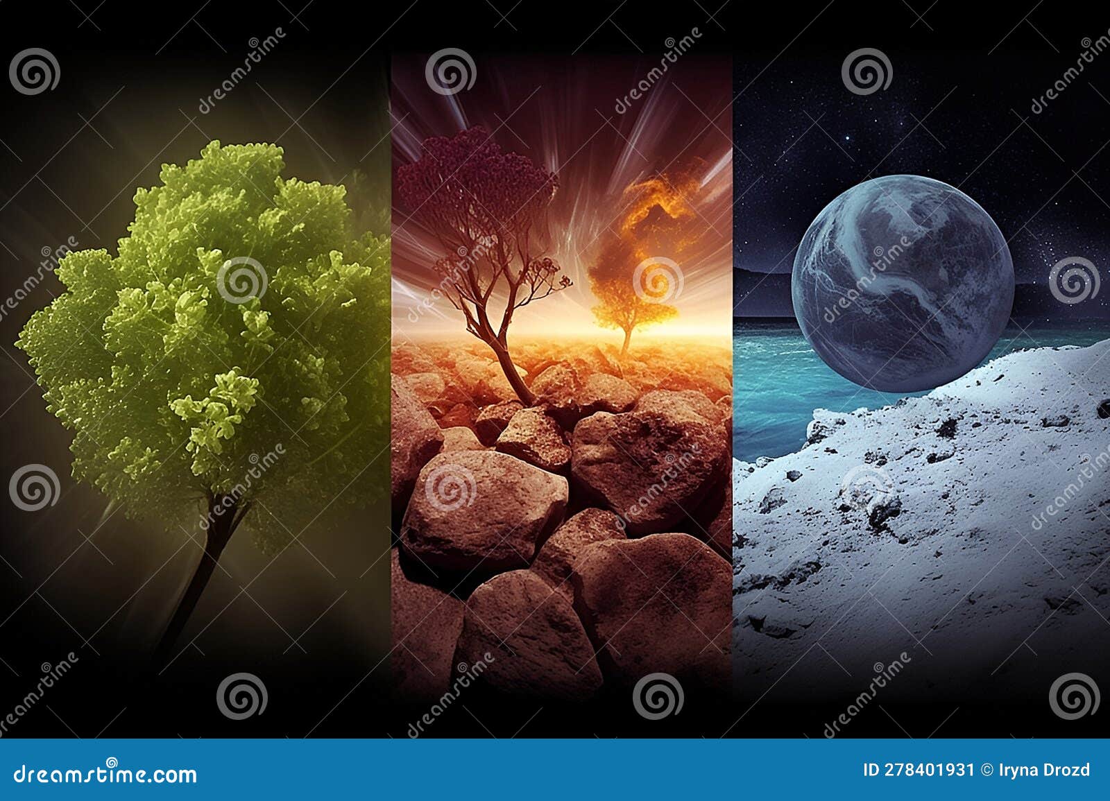 Composition of the Four Natural Elements and Earth. Generative AI ...