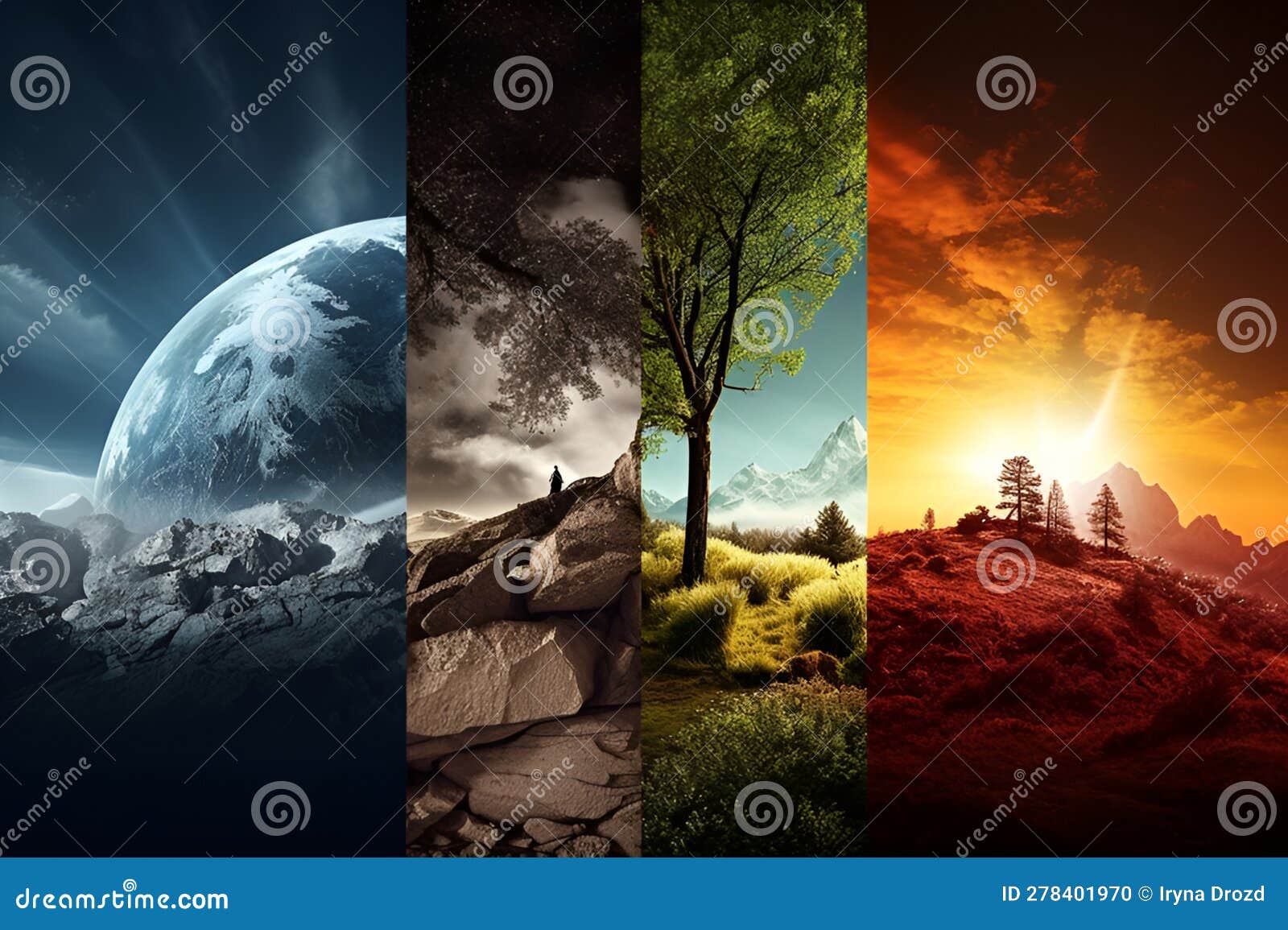 Composition of the Four Natural Elements and Earth. Generative AI ...