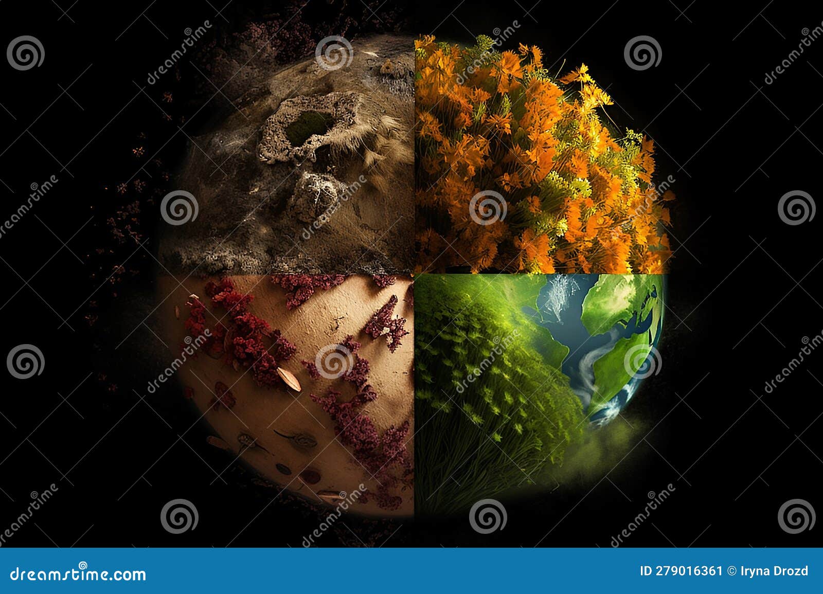 Composition of the Four Natural Elements and Earth. Generative AI ...