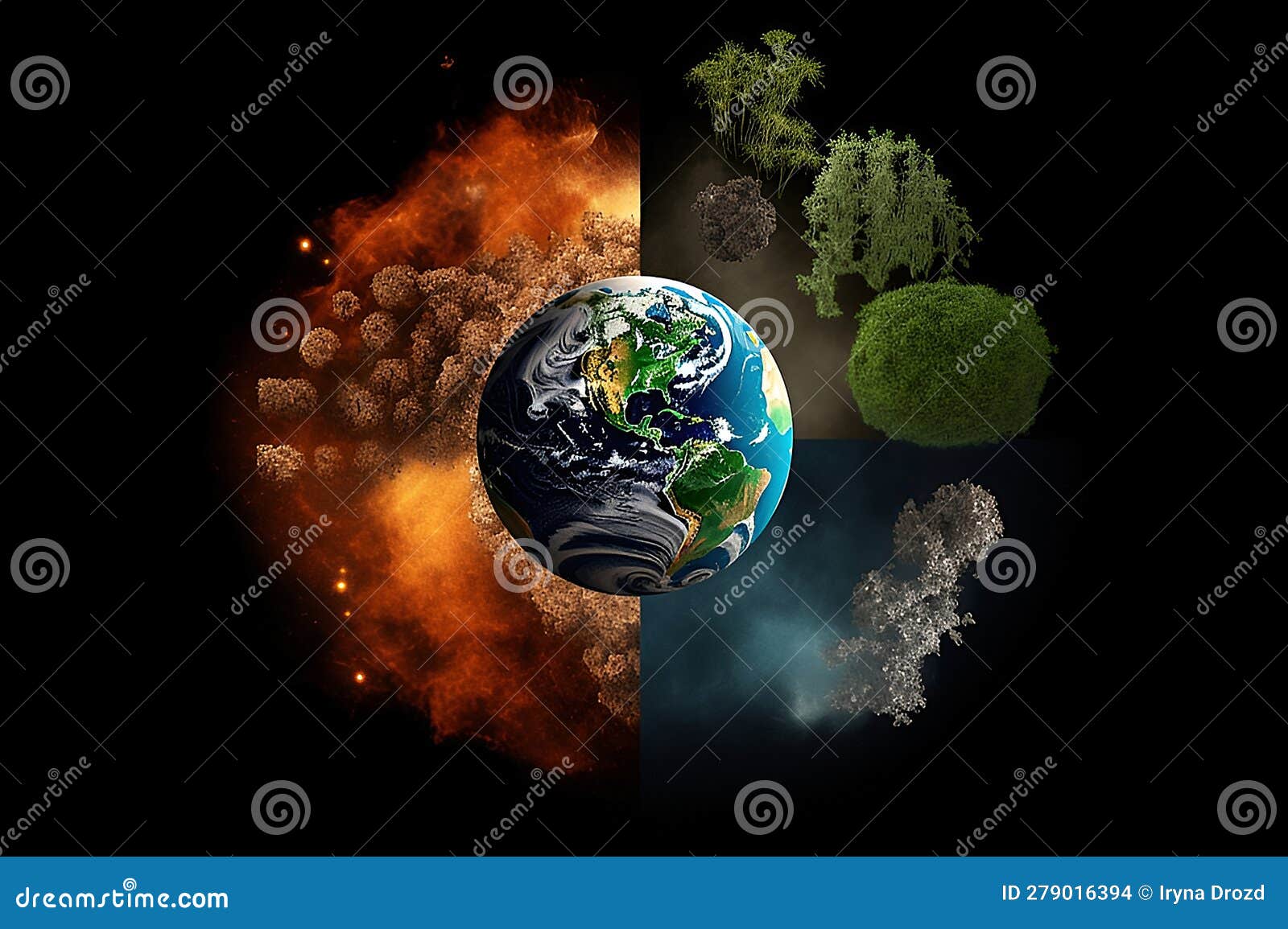 Composition of the Four Natural Elements and Earth. Generative AI ...