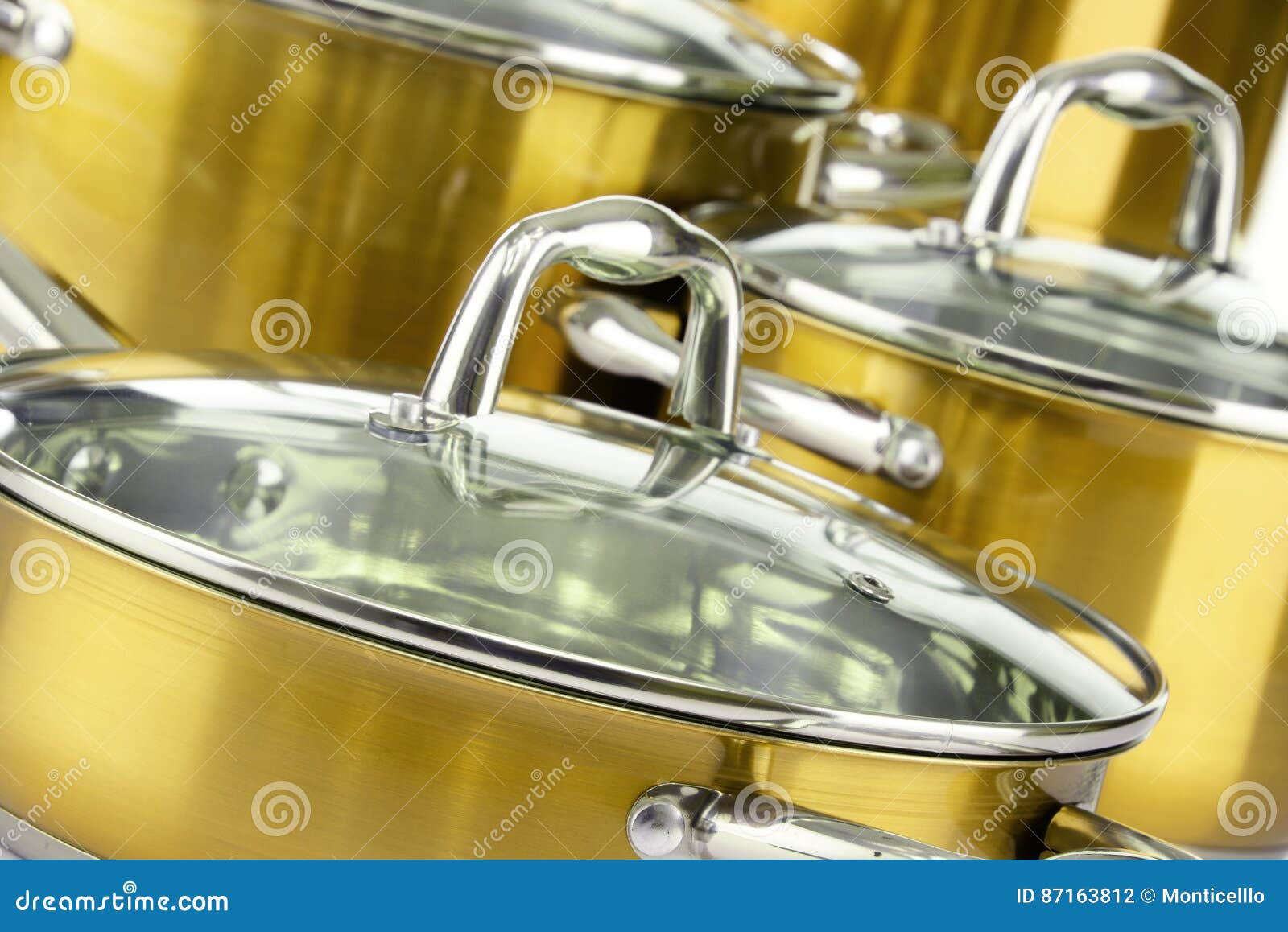 Composition with Four Steel Pots Stock Photo - Image of vessel ...