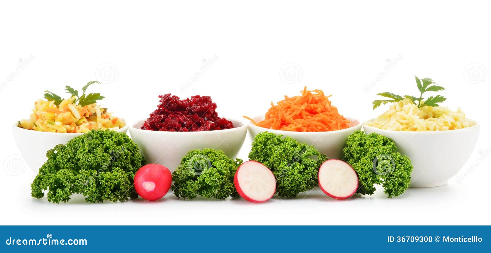 Composition with Four Vegetable Salad Bowls Stock Photo - Image of ...