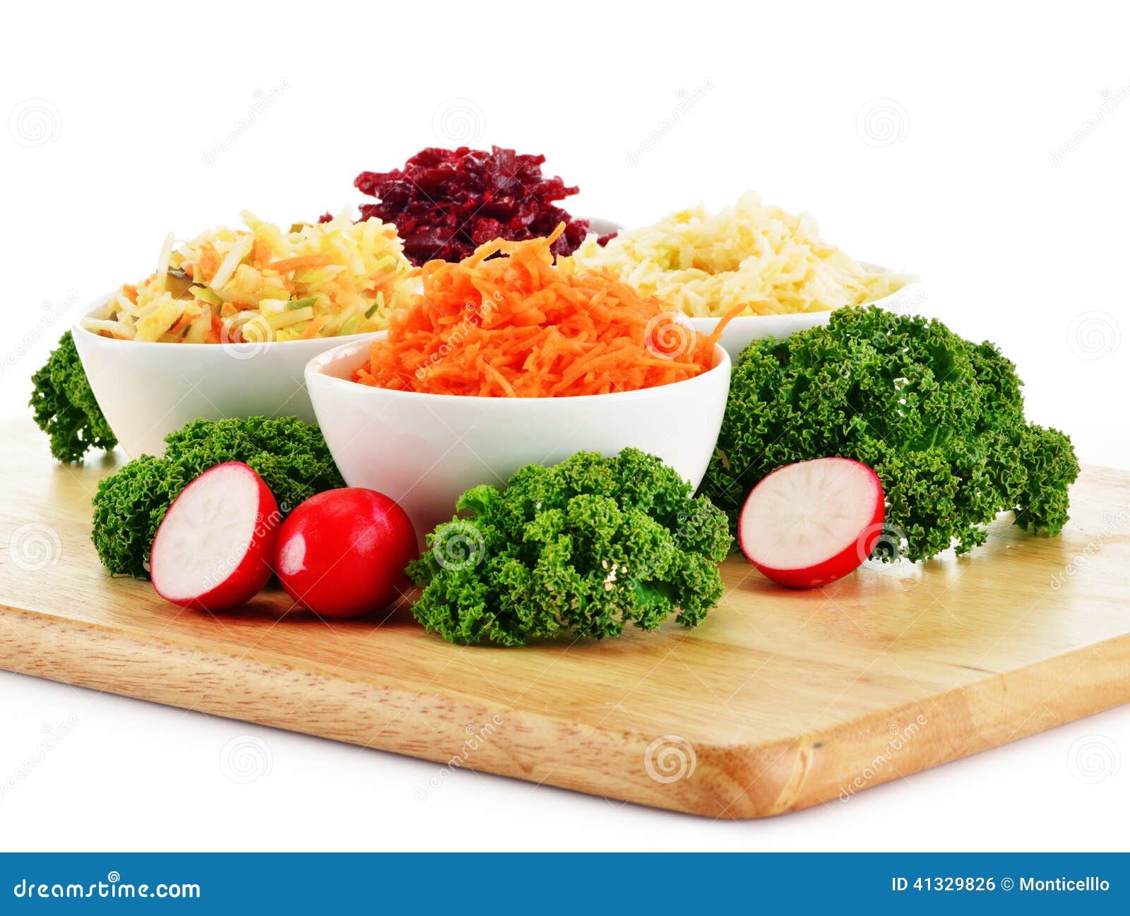 Composition with Four Vegetable Salad Bowls Stock Photo - Image of ...
