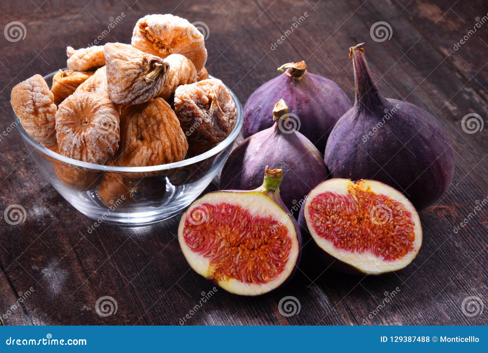 Composition with Fresh and Dried Figs on Wooden Table Stock Photo ...