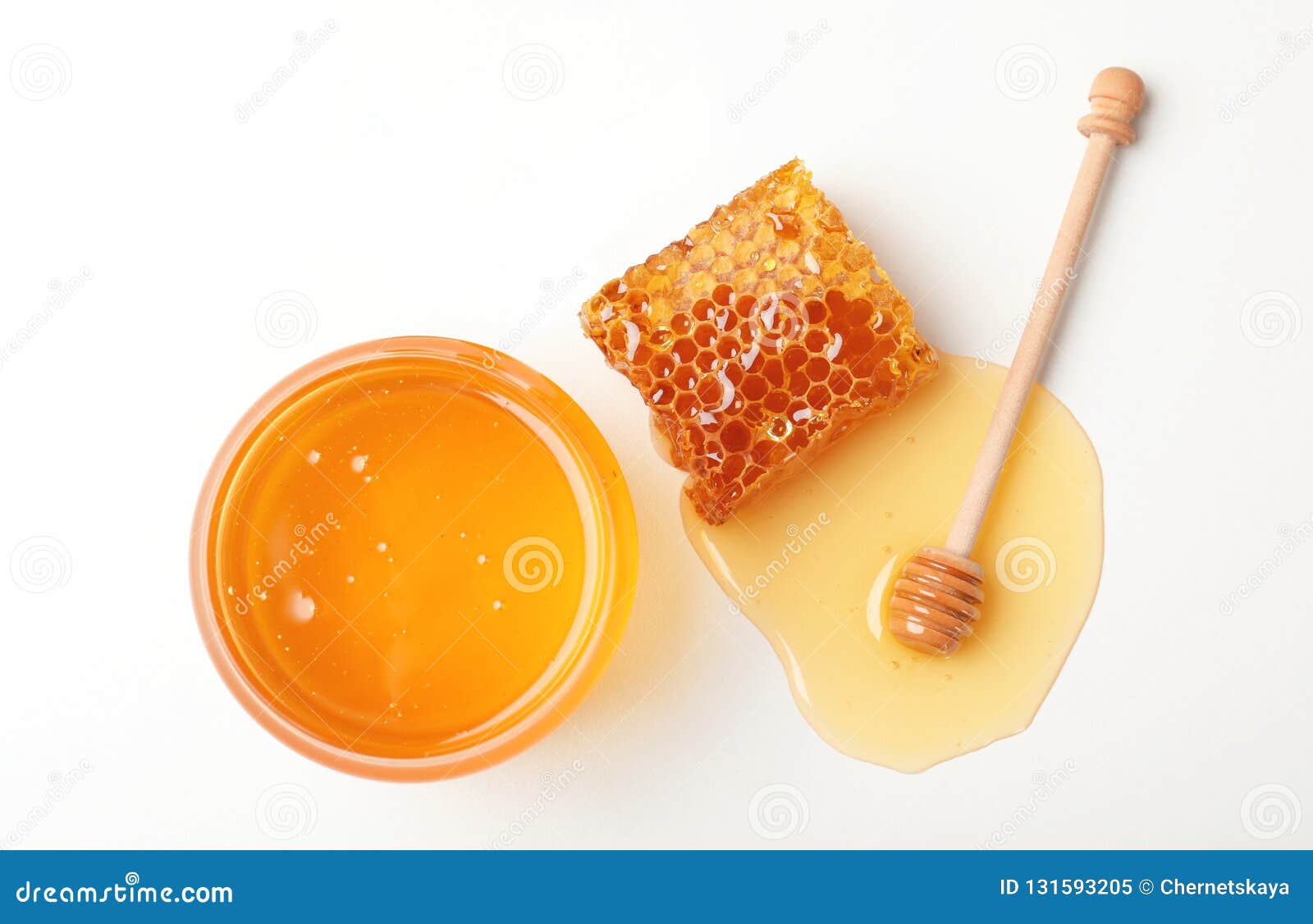 Composition with Fresh Honey on White Background Stock Image - Image of ...