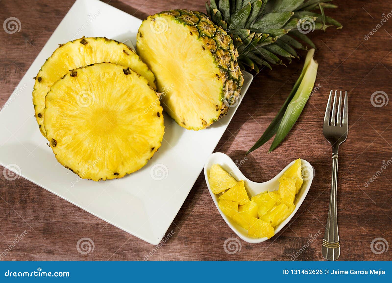 Tropical Fruit Pineapple - Ananas Comosus- Presented in Thin Pieces ...